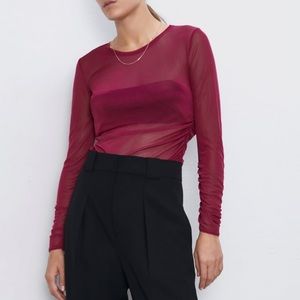 Zara | Tops | Zara Pleated Tulle Top | Poshmark